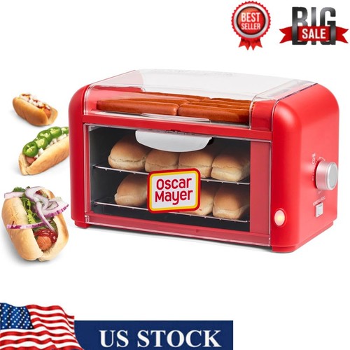 Extra Large 8 Hot Dog Roller & Bun Toaster Oven Stainless Steel Grill ...