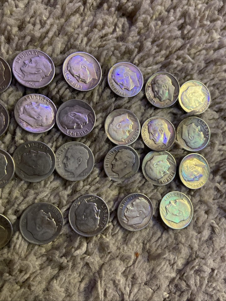 Lot of 35 1940’s Mixed Dates Silver Dimes 90% Silver Circulated Coins ...
