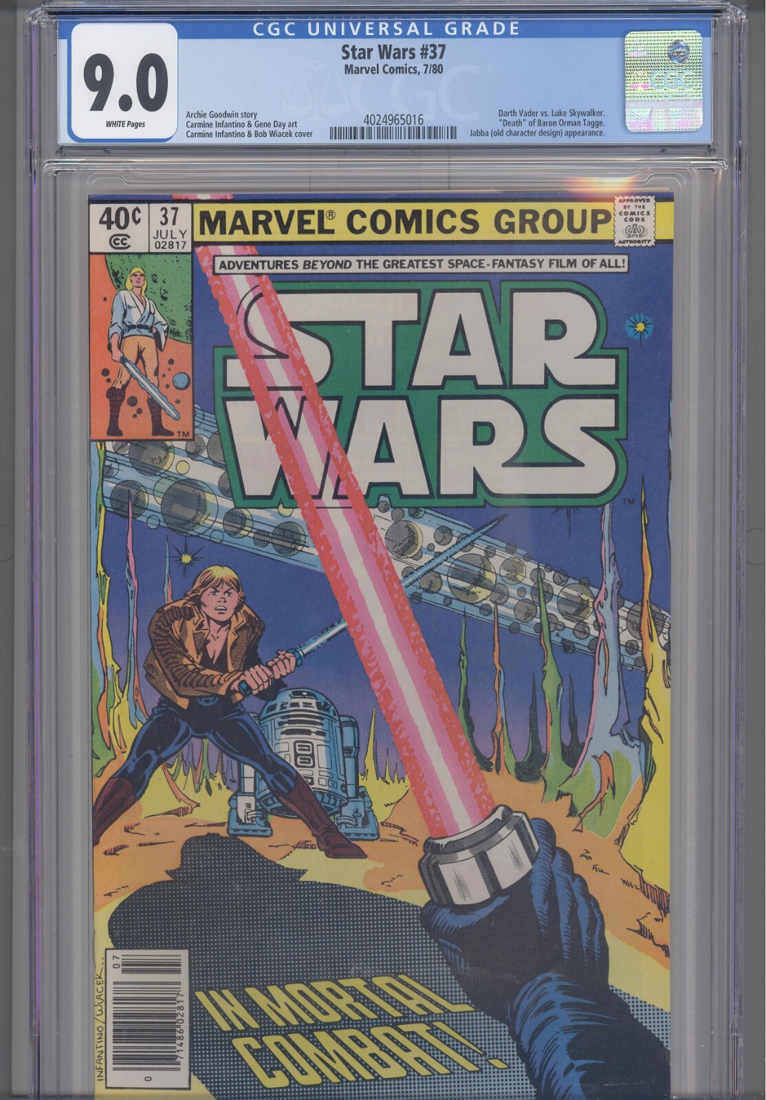Star Wars #37 CGC 9.0 1980 Marvel Archie Goodwin Story Vader Vs Luke ...