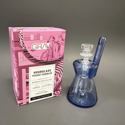 GRAV® 4.5" Hourglass Pocket Bubbler 10mm Glass – Light Cobalt US Seller ...