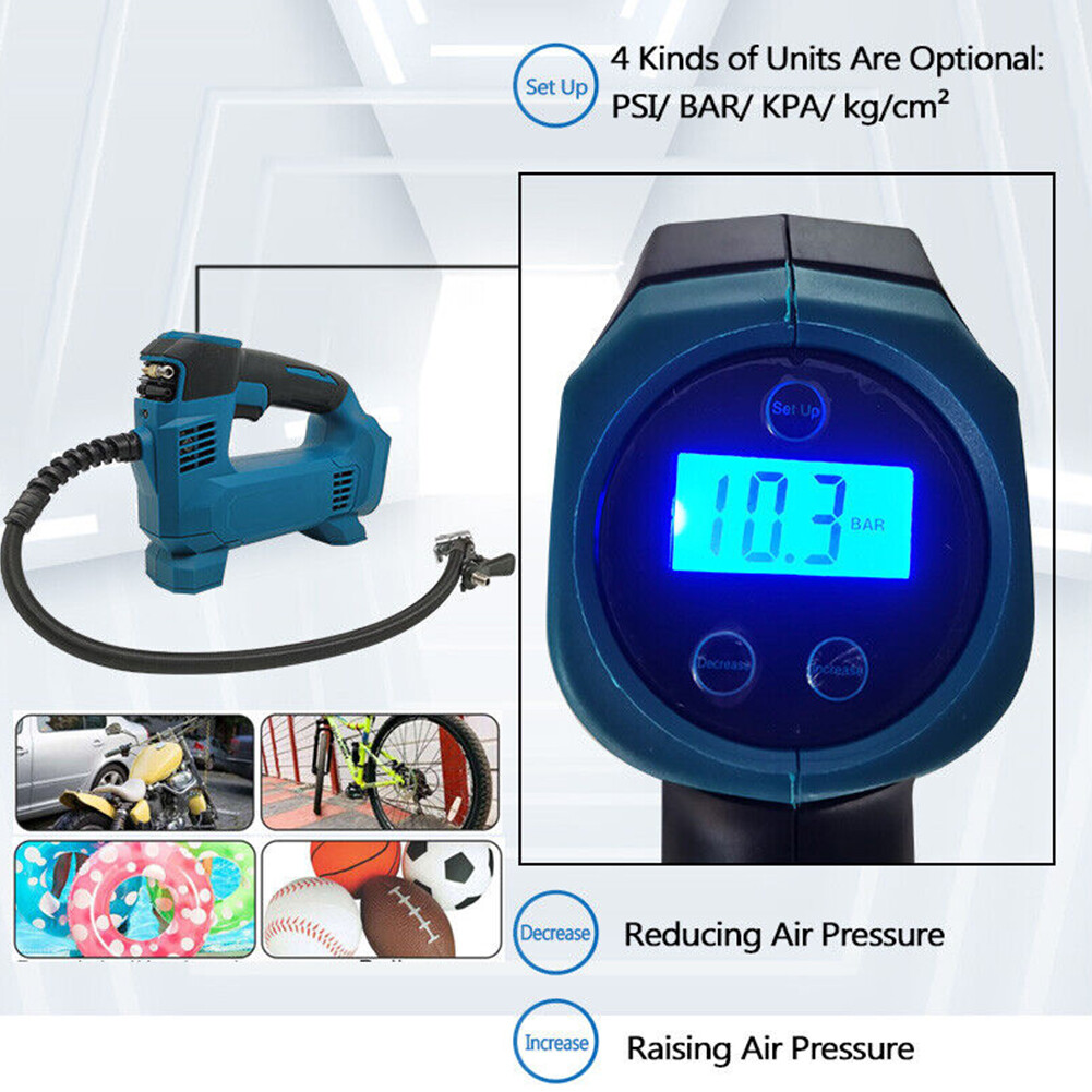 Cordless Digital Tyre LED Inflator Pump Tool Suitable For Makita 18V ...