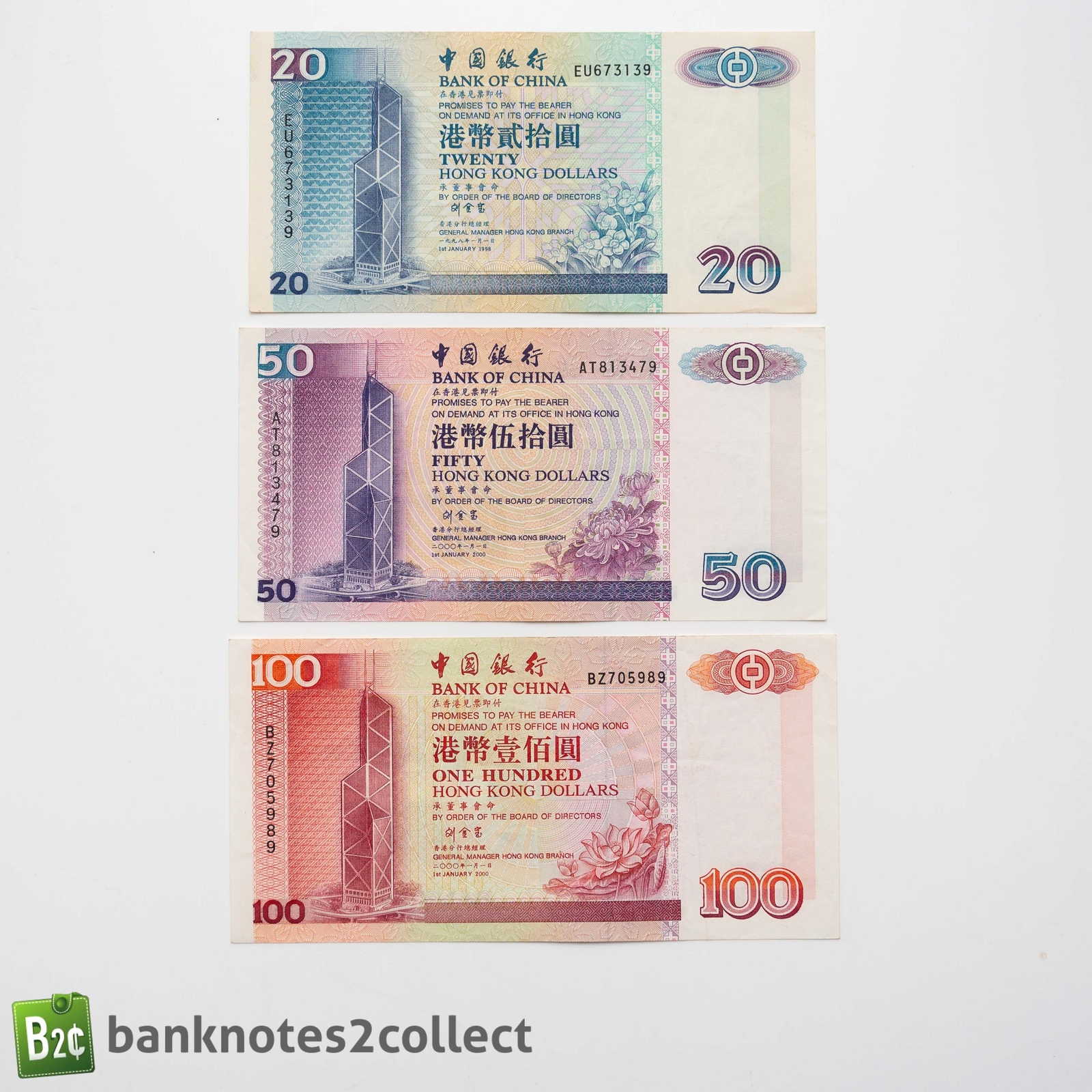 HONG KONG: Set of 3 Dollar Bank of China Banknotes. | eBay