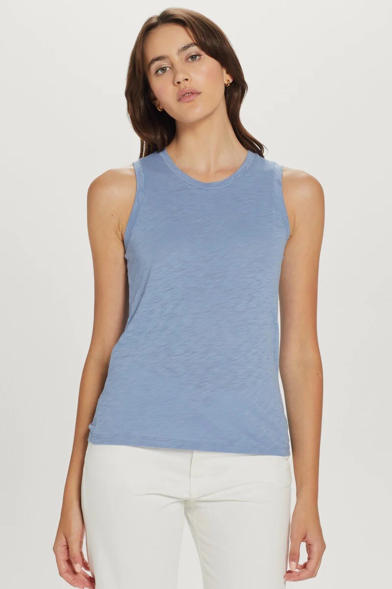 Goldie Light Blue Signature Slub Crew Tank Top Pima … - Gem