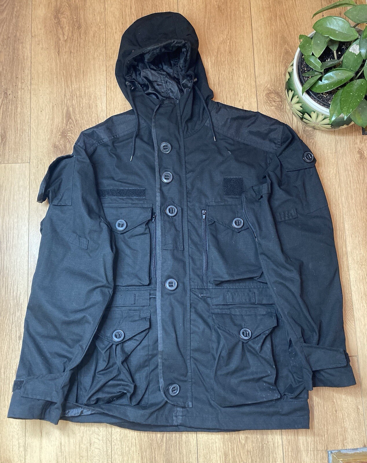 Black Special Forces SAS Style Assault Hooded Smock British Army Jacket ...