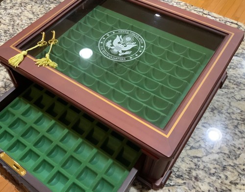 U.S. Uncirculated State Quarters Carved Wood Storage Box w/ 2 Keys ...