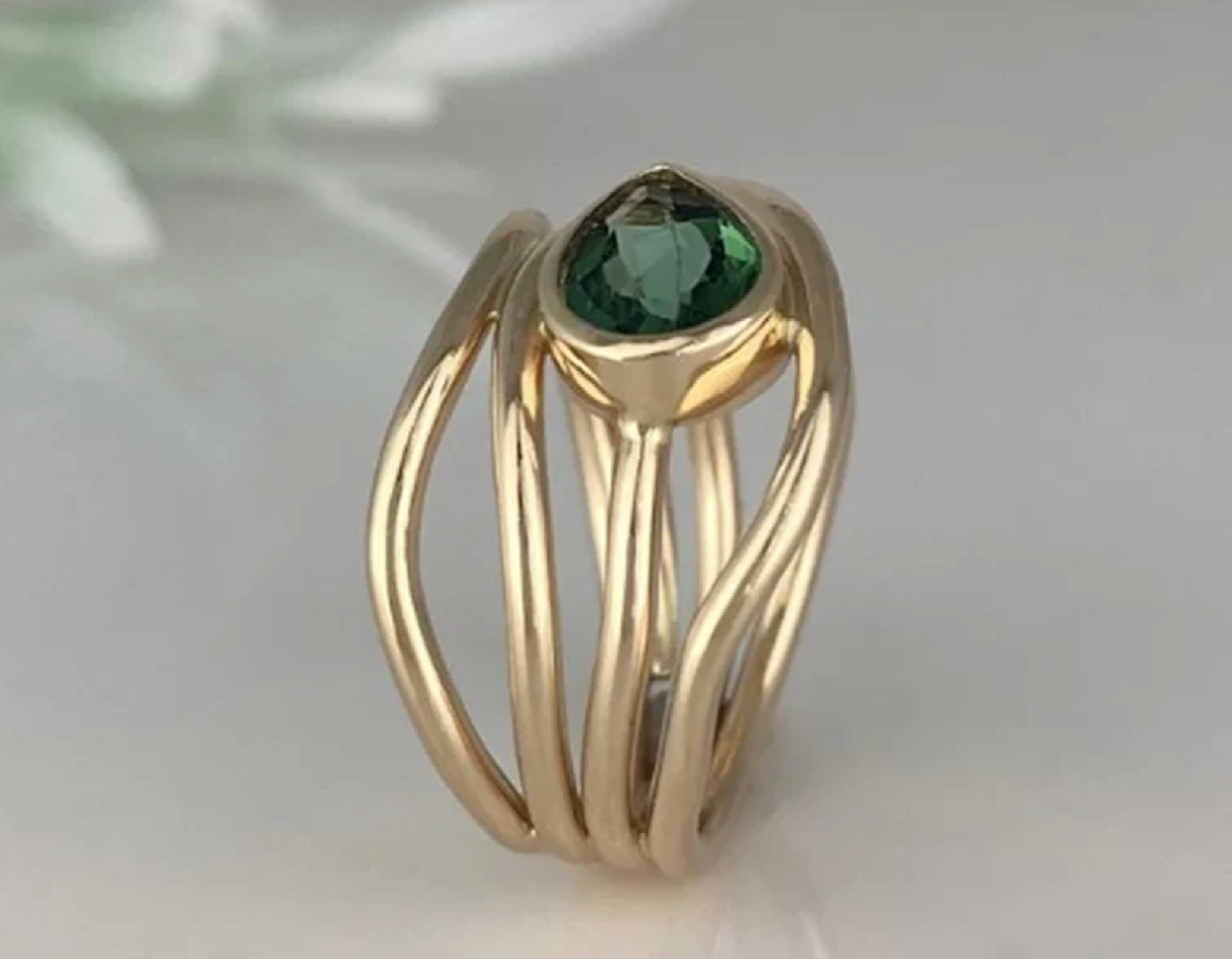 Green Pear Synthetic Diamond 10K Bezel Set Two Stone Design Wedding ...