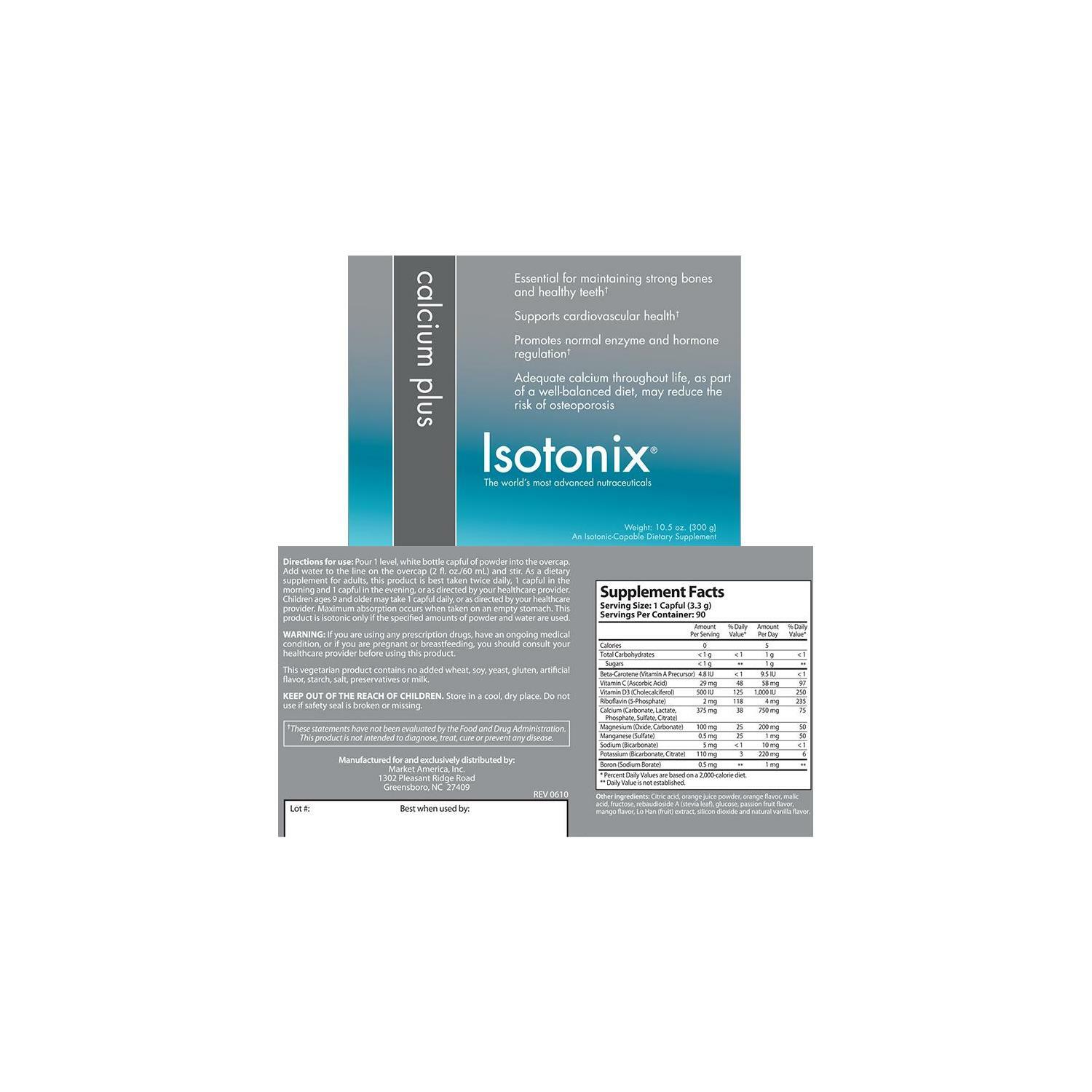 Isotonix Calcium Plus Isotonic Powder 90 Servings/300g Skeletal Health ...