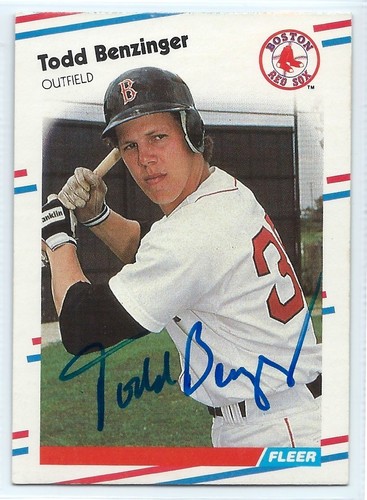 Todd Benzinger signed 1988 Fleer baseball card Boston Red Sox autograph ...