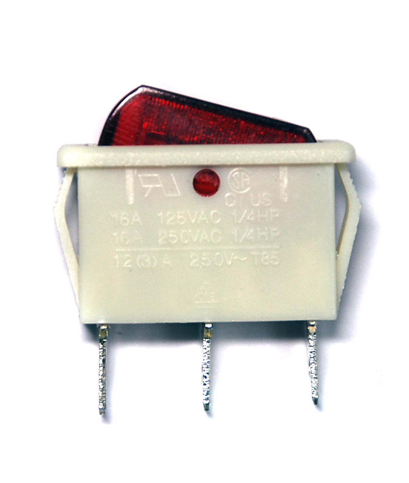 5pc Rocker Switch R12 On-Off 3P 16A 125/250VAC Cap= Red R121-12C-23 ...