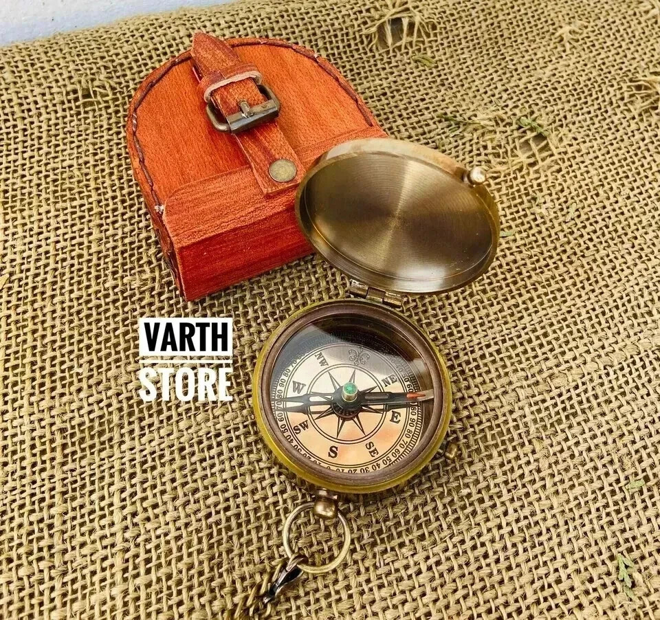 Vintage Antique Brass Pocket Compass Nautical Maritime Gift Compass ...