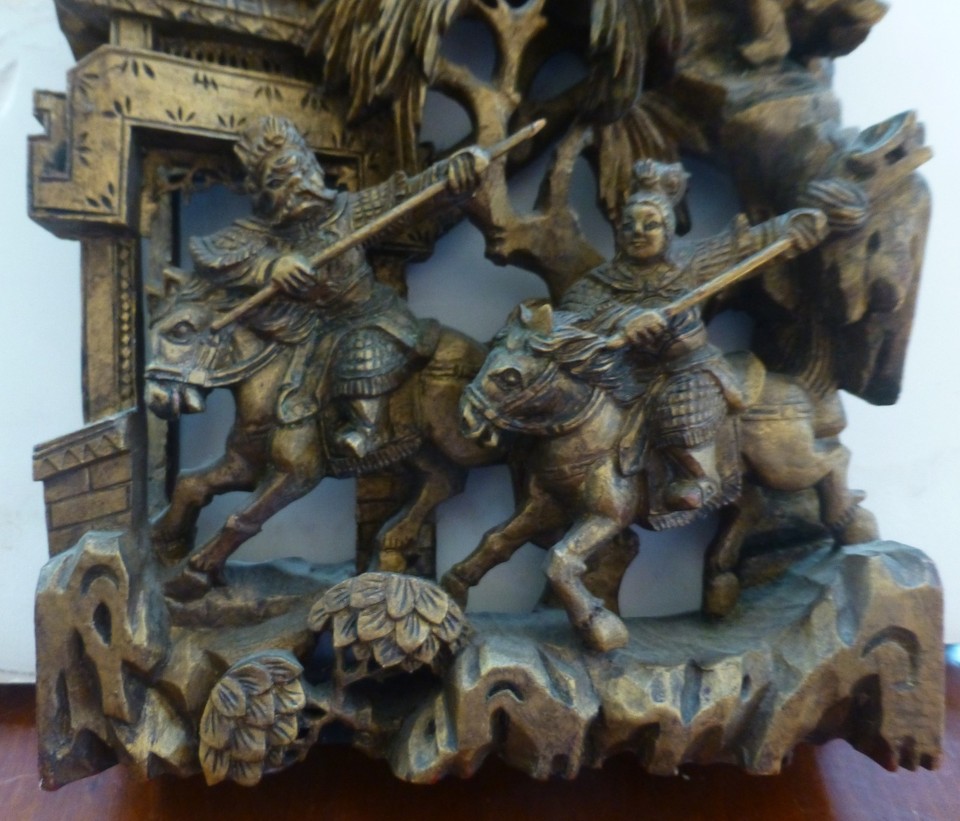 Antique Chinese Wooden Hand Carved Temple Front/Panel/Plaque from Ching ...