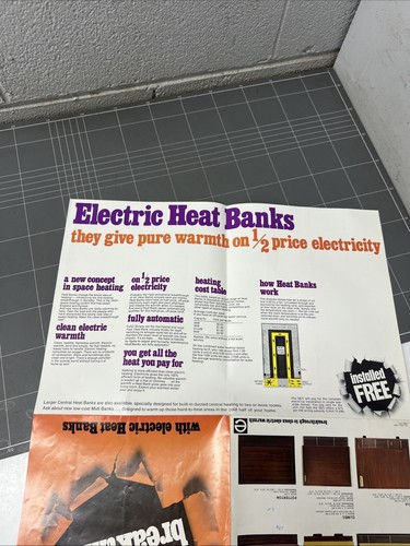 VINTAGE BROCHURE 1950s 1960s ELECTRIC HEAT BANK RETRO MID CENTURY ...