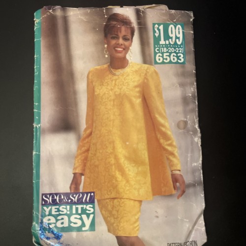 BUTTERICK See & Sew Pattern 6563 Plus Size 18-20-22 Misses Top Skirt ...