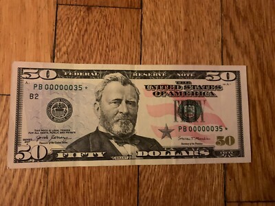 BP 00000035* 50$ Dollar Bill Star ⭐️ Note Two Digit 2017A Low Serial ...