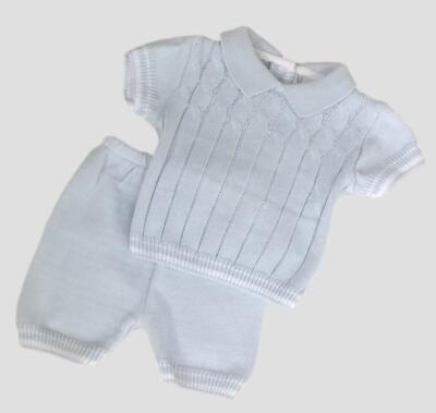 Pex Baby Boys Blue Knitted Cotton Top & Jam Pants Spanish Style Outfit ...