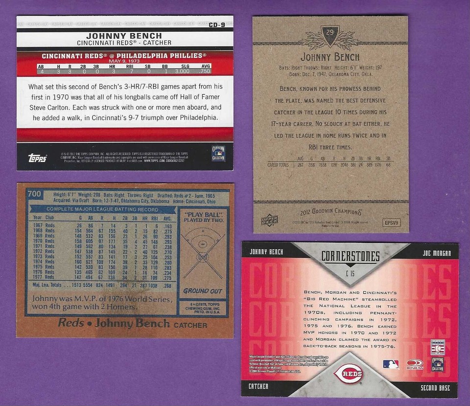 Johnny Bench 1978 Topps plus 3 Other Premiums and Inserts! | eBay