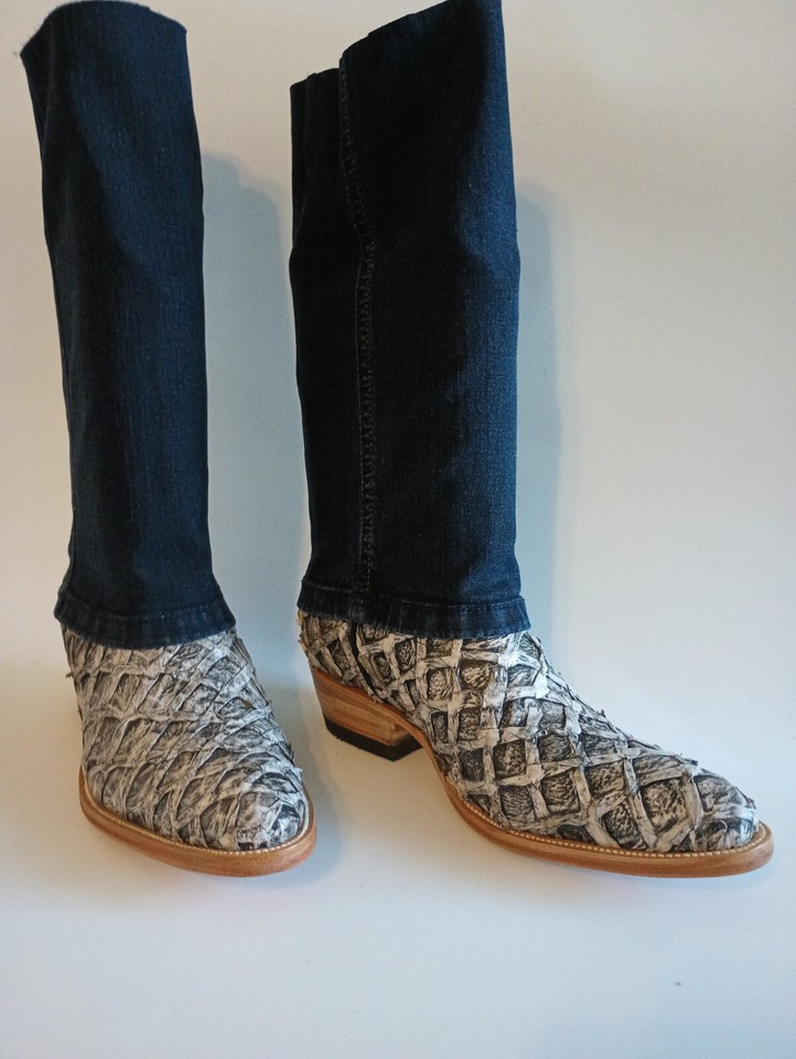 Men's New 100% Original Distressed Black ARAPAIMA PIRARUCU Cowboy Boots ...