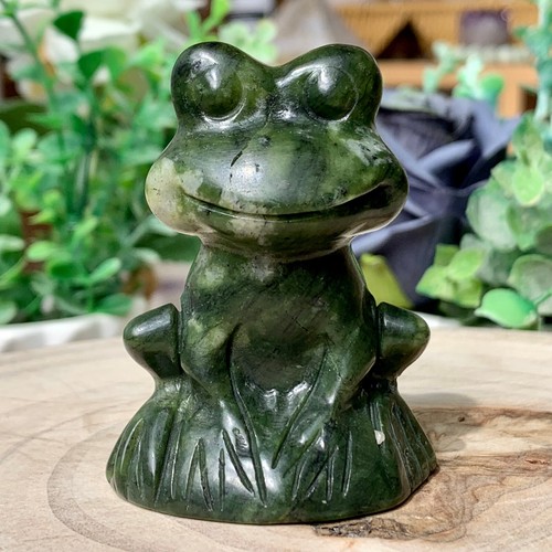 90G TOP Natural xiuyan jade quartz hand carved crystal frog reiki ...
