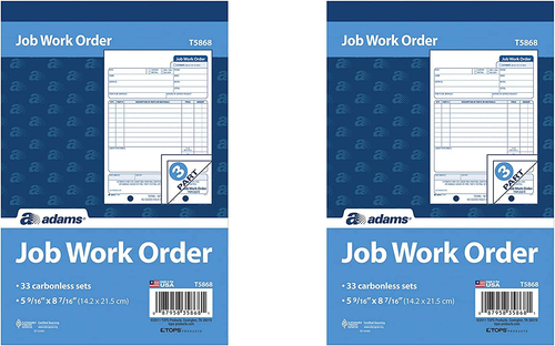 Job Work Order Book, 3-Part Carbonless, White/Canary/White, 33 Sets ...