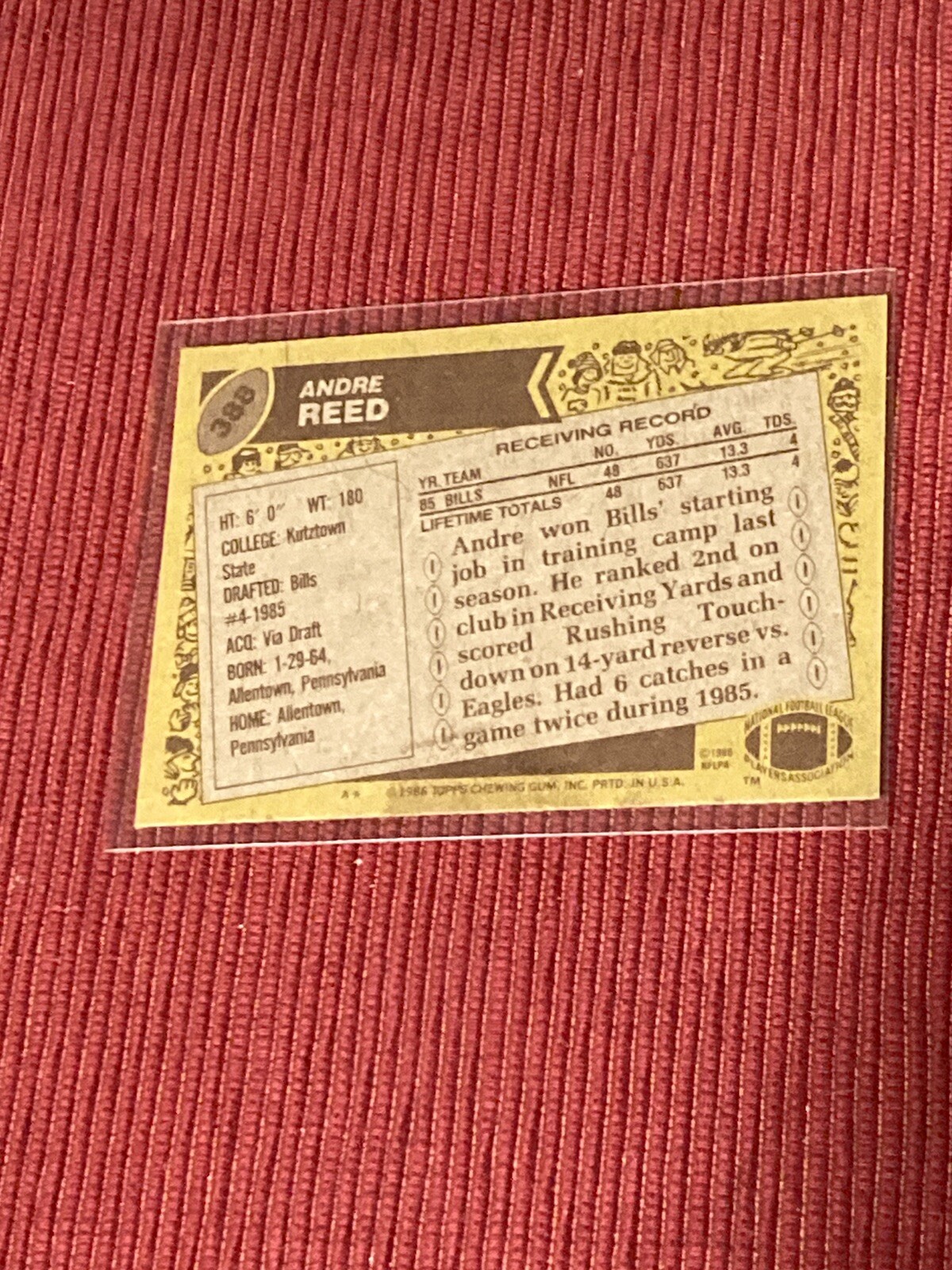 1986 Topps Andre Reed Rookie Card #388 HOF Bills | eBay.de