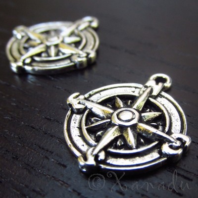 Compass Charm Wholesale Antiqued Silver Plated Pendants C0324 - 10, 20 ...