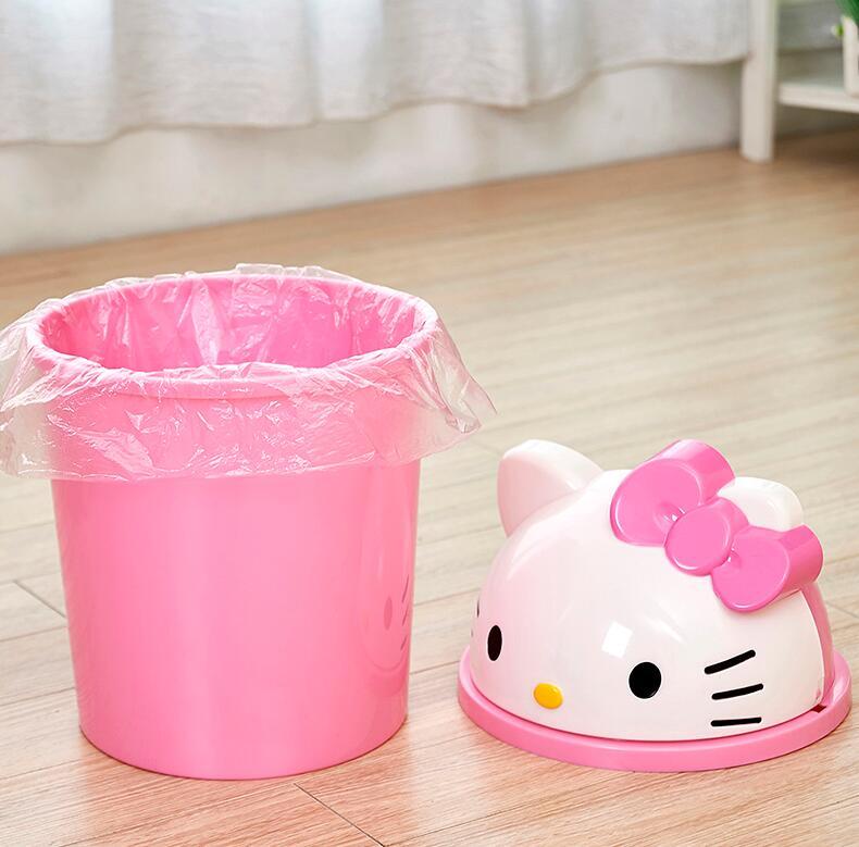 Cute School Girls Home Trash Can with Swing Lid Waste Garbage Bin ...