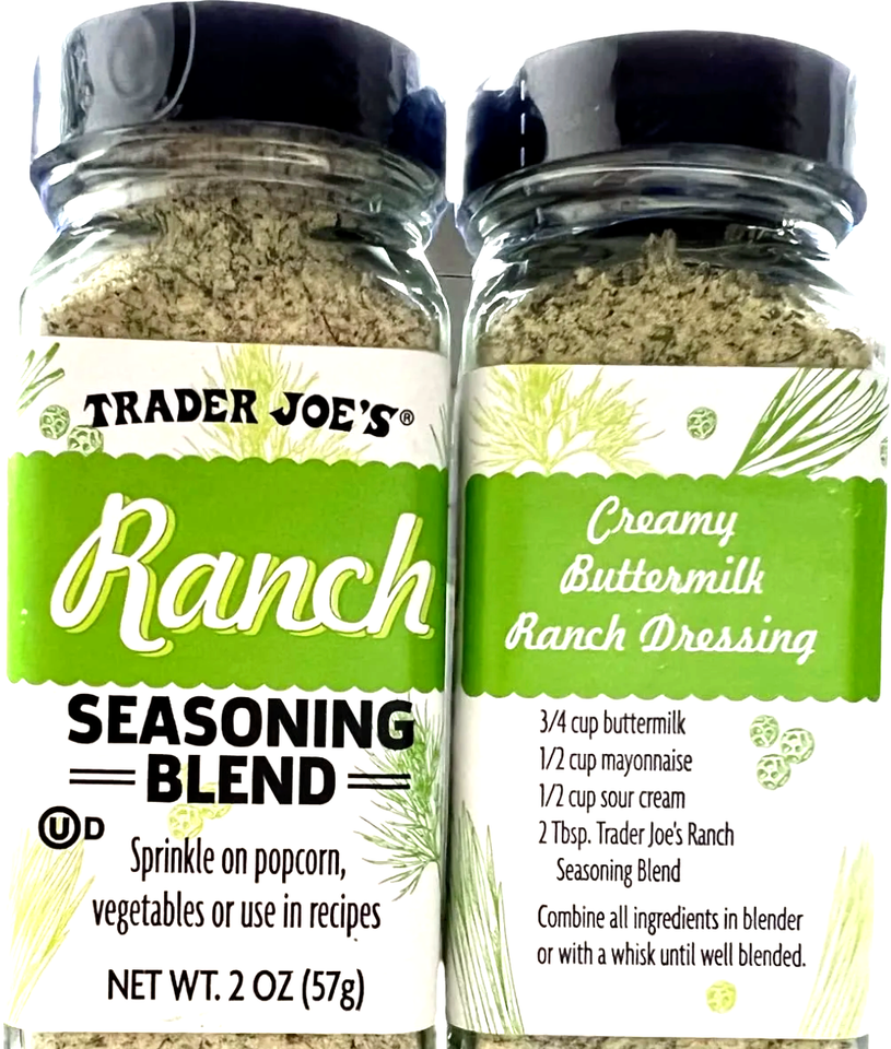 Trader Joe's Ranch Seasoning Blend Dip Mix Sprinkle on Popcorn 2oz Ea 2 ...