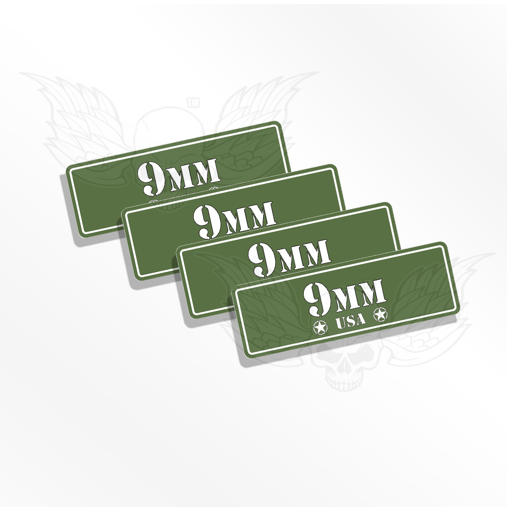 Ammo Can Decals - 9MM Set of 4 Ammo Can Stickers - Labels for Ammo 9 MM ...