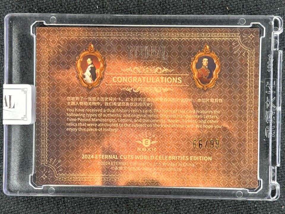 2024 Eternal Cuts Napoléon Bonaparte Duke of Wellington Dual Relics 66/ ...