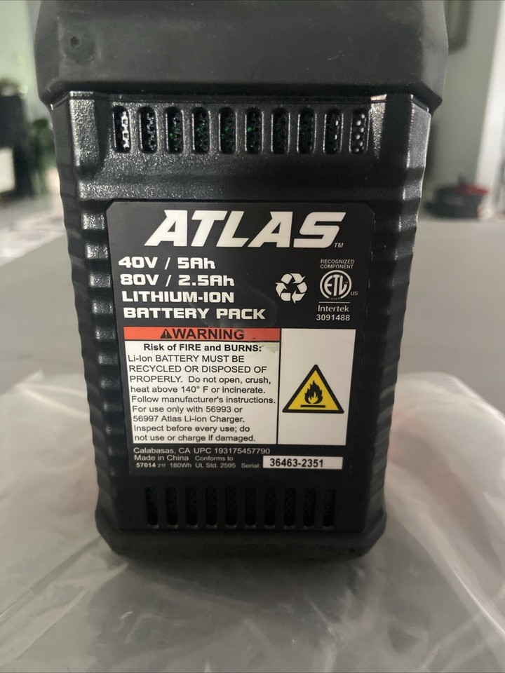 Atlas Dual Voltage 80V 2.5 Ah 40V 5.0Ah Lithium Battery Fuel Guage ...