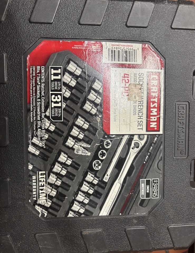 Craftsman 42 pc *Empty* Socket Set Storage Case 3/8" and 1/4" Drive NO ...