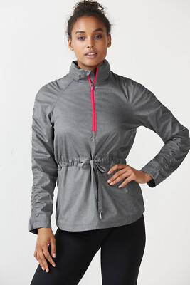 Fabletics Danielle Gray Reflective Water Resistant Jacket Athletic ...
