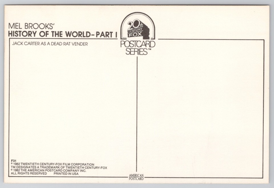 History of the World: Part I 1981 Film Dead Rat Vendor - Movie Poster ...