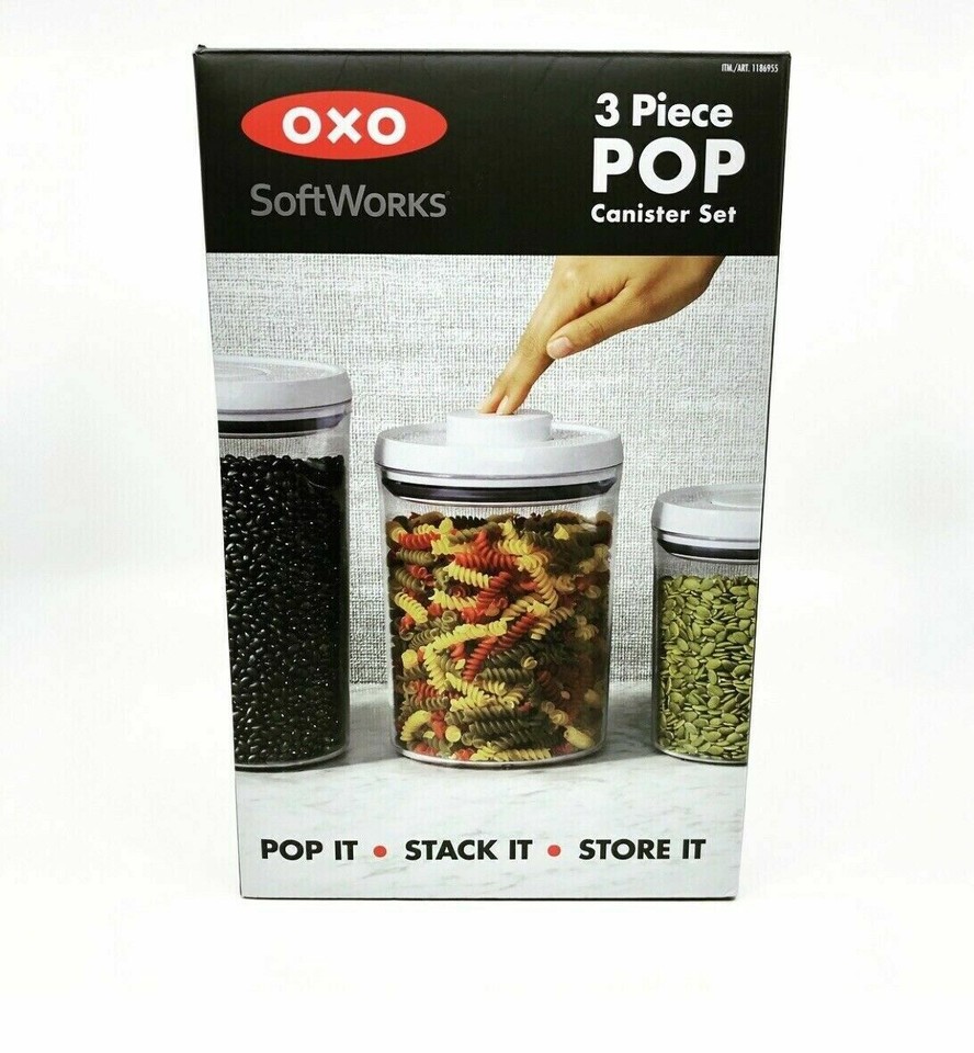 NEW OXO SoftWorks 3 Pc Assorted Food Storage Pop Container Set ...