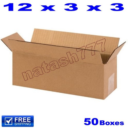 50 - 12x3x3 Cardboard Boxes 32-ECT Mailing Packing Shipping Corrugated ...