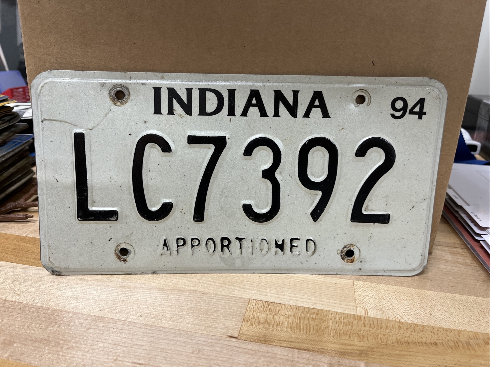Vintage Indiana 1994 APPORTIONED License Plate LC7392 Box 180 | eBay