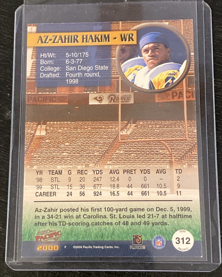 2000 Pacific Premiere Date St. Louis Rams #312 Az-Zahir Hakim #74/78 | eBay
