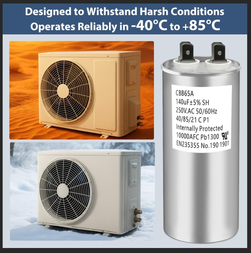 CBB65A Run Capacitor 250VAC 250V AC 140uF 140MFD 140 uF 40/85/21 C P1 ...