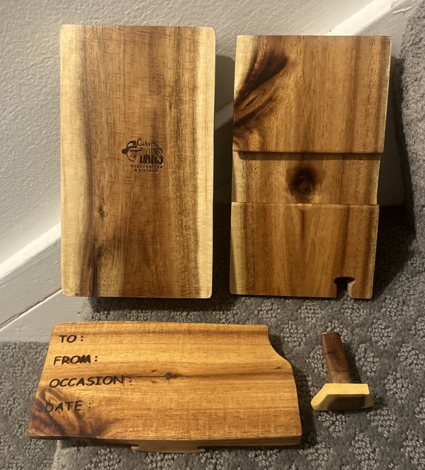 2- NEW *CARVER DANS* Wooden Box Puzzle Hand Carved Hidden Peg ...