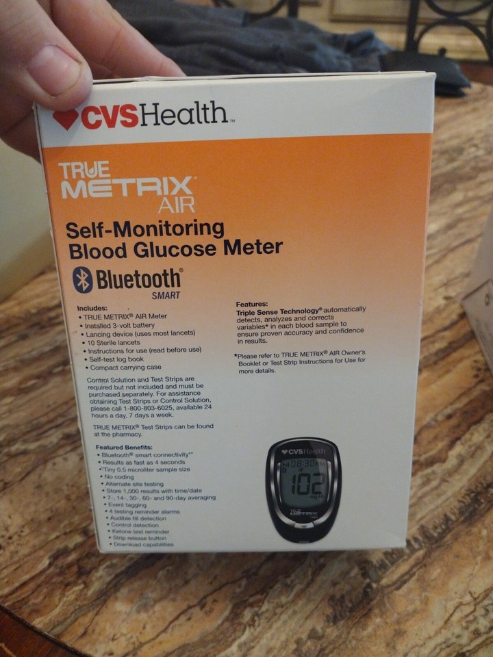 CVS True Metrix Air Self Monitoring Blood Glucose Meter+ Blood Pressure ...