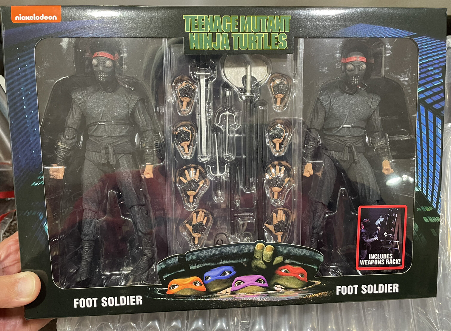 2 Teenage Mutant Ninja Turtles Foot Soldiers with Weapons racks ...