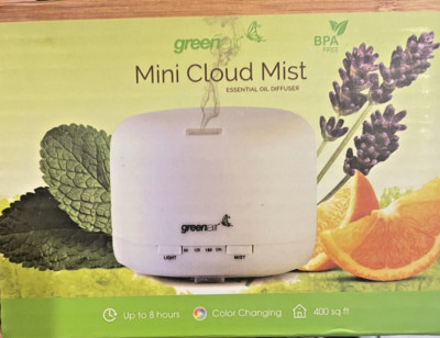 GREENAIR MINI CLOUD MIST ESSENTIAL OIL DIFFUSER NIB COLOR CHANGE 8 ...