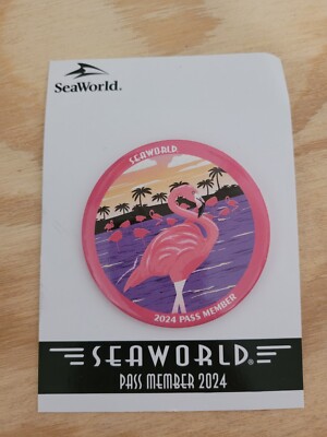 SeaWorld 2024 Pass Member Exclusive - Flamingo Button | eBay UK