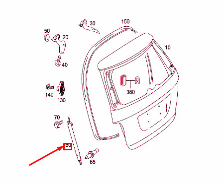 MERCEDES-BENZ ML W164 REAR PANEL DOOR LEFT GAS SPRING A1647400145 NO🇺🇸 ...