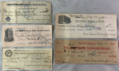 Lot of 1920s Various Antique Bank Checks Fort Worth Texas First ...
