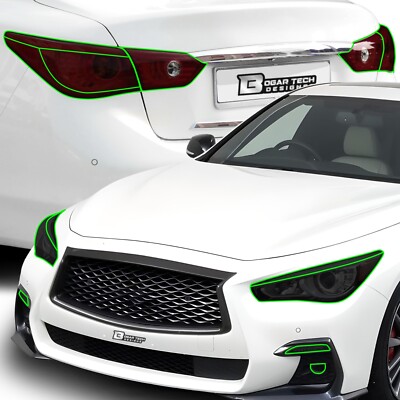 Fits Infiniti Q50 18-24 Head Tail Light Precut Smoked PPF Tint Film ...