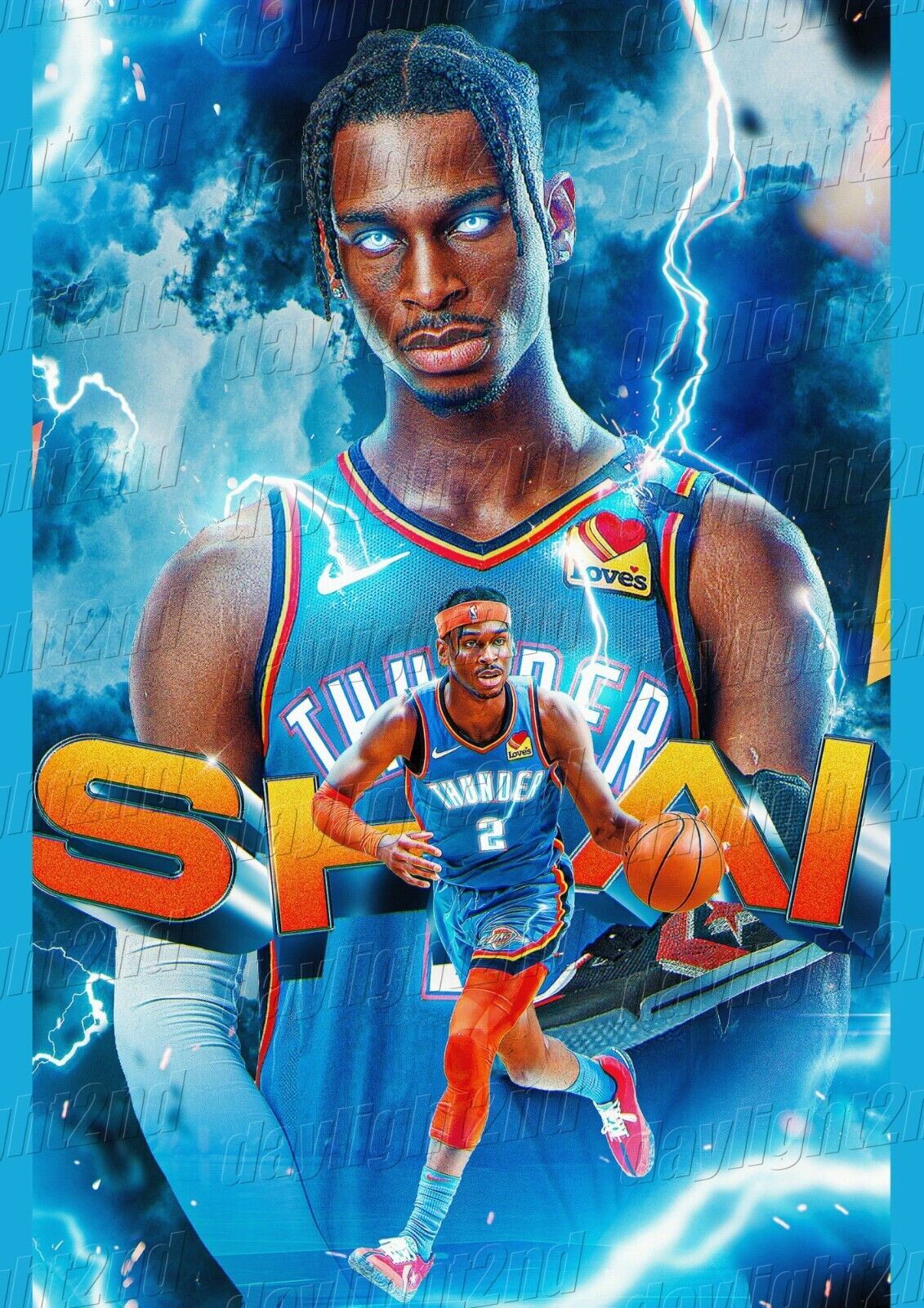 Encadré OKC THUNDER NBA Basketball Poster SHAI GILGEOUS-ALEXANDER ...