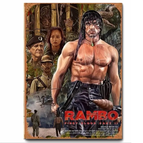 Rambo First Blood Part 2 Film Sylvester Stallone Printed on Metal Sign ...