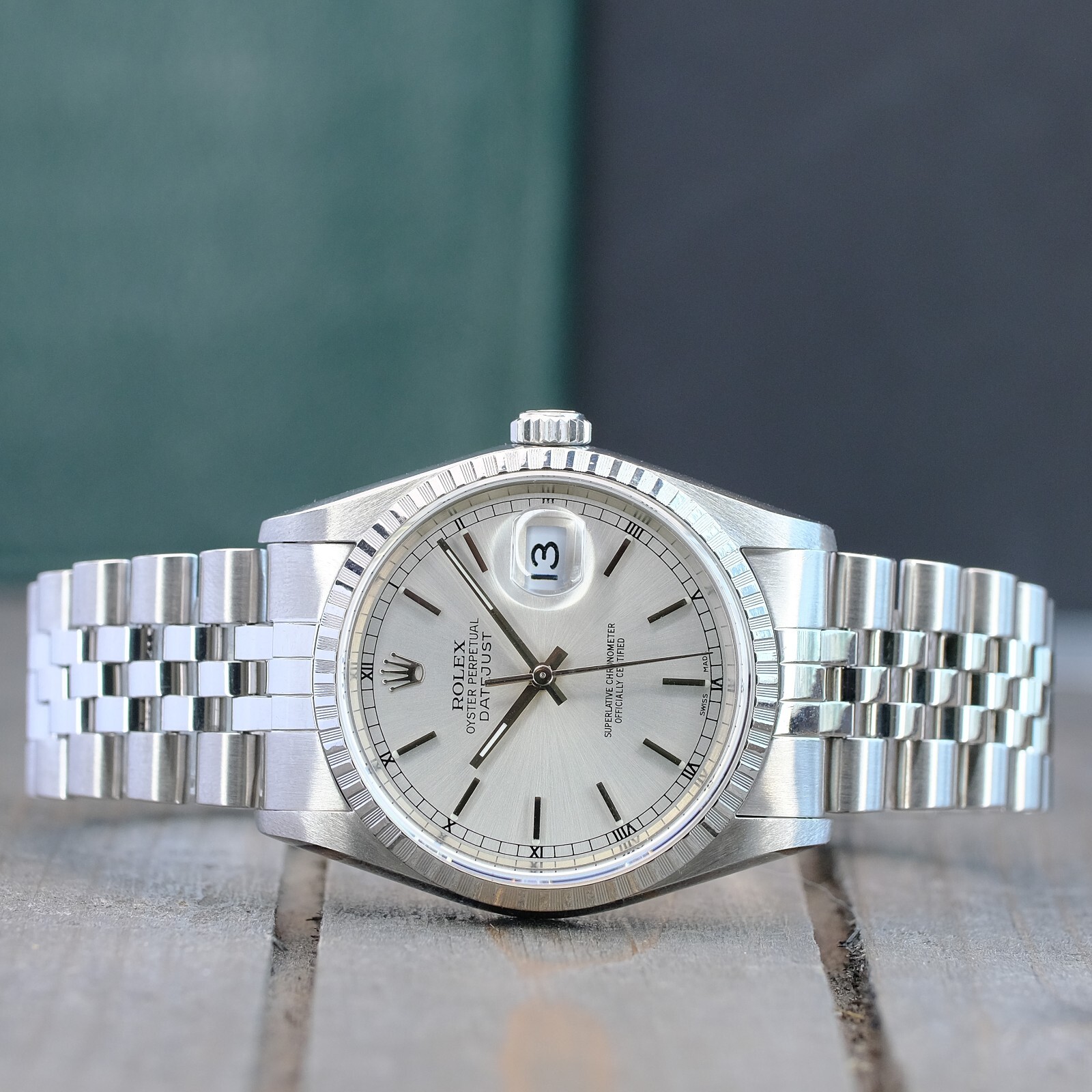 Mens Rolex Datejust 16220 Stainless Steel Silver Index Dial Automatic ...