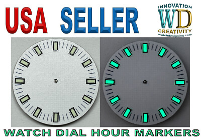 Watch dial luminous hour makers Silver Gold indexes indices bars MOD ...